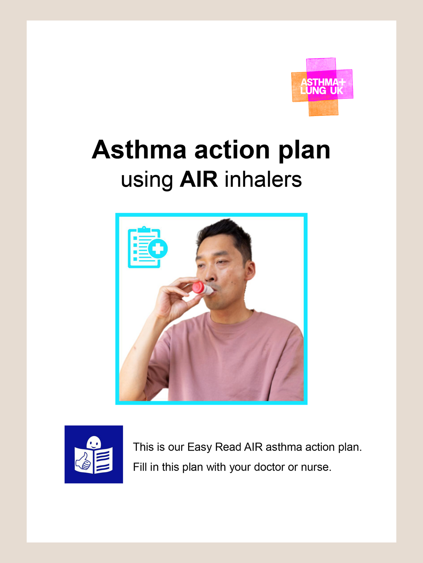 AIR asthma action plan (Easy Read) – Asthma + Lung UK