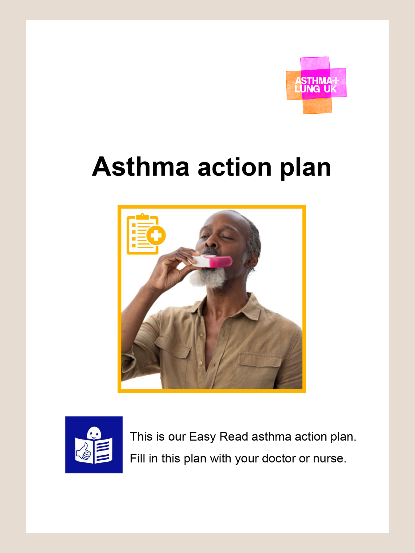 Asthma action plan (Easy Read) – Asthma + Lung UK