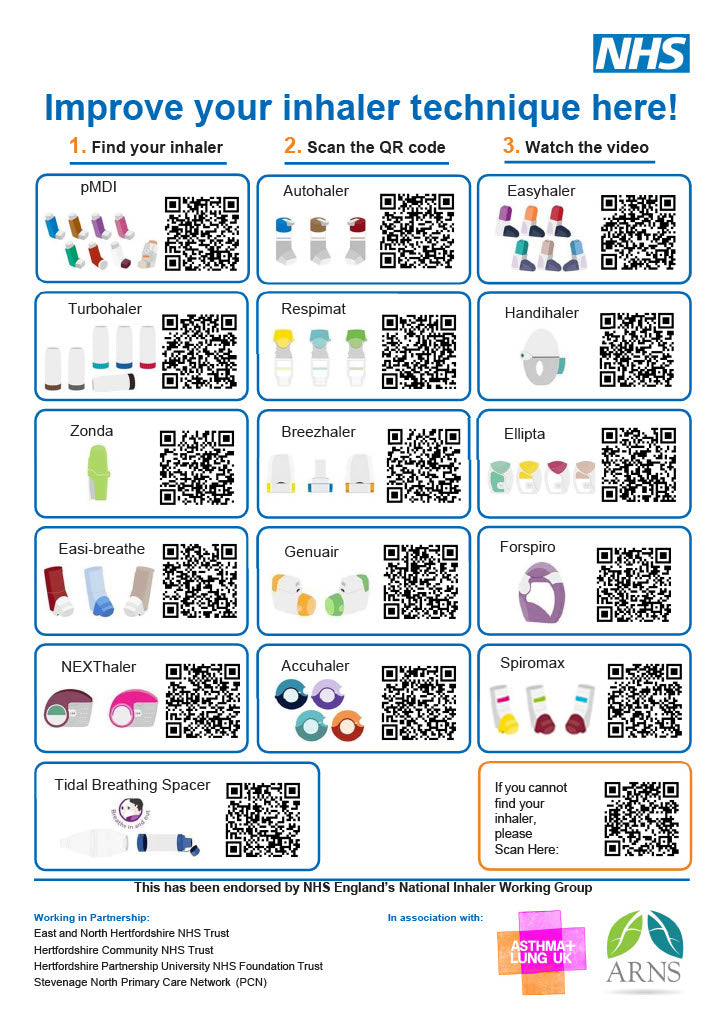 Improve Your Inhaler Technique QR Code Poster Asthma Lung UK Improve Your Inhaler Technique QR Code Poster Asthma Lung UK