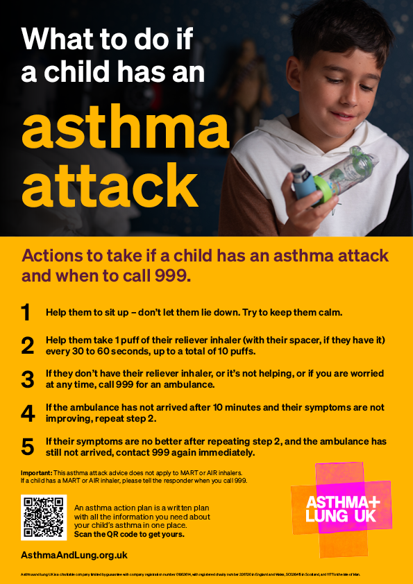 Children with asthma - schools poster (A4 English) – Asthma + Lung UK