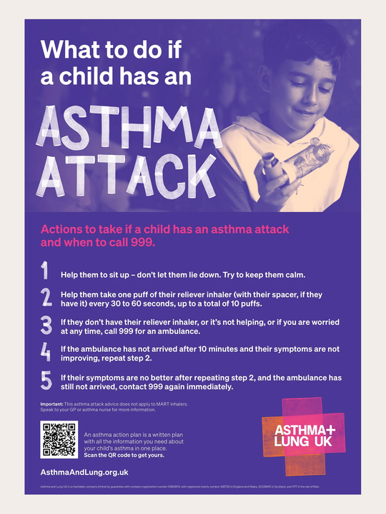 Children with asthma - schools poster (A3 English) – Asthma + Lung UK