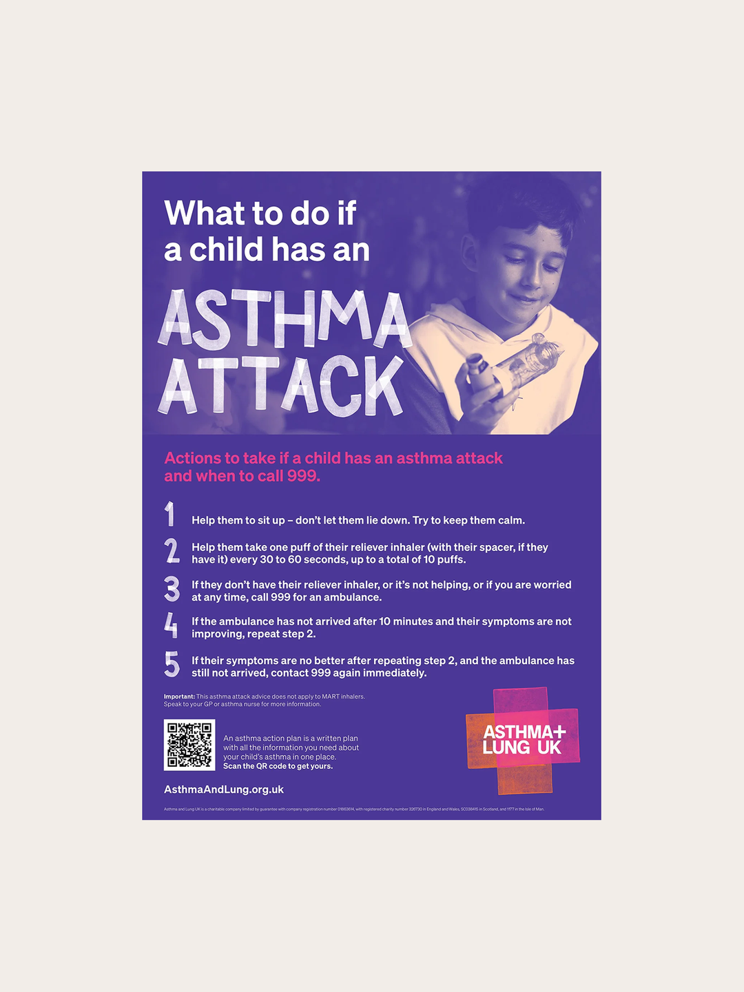 Asthma at School campaign poster – Asthma + Lung UK