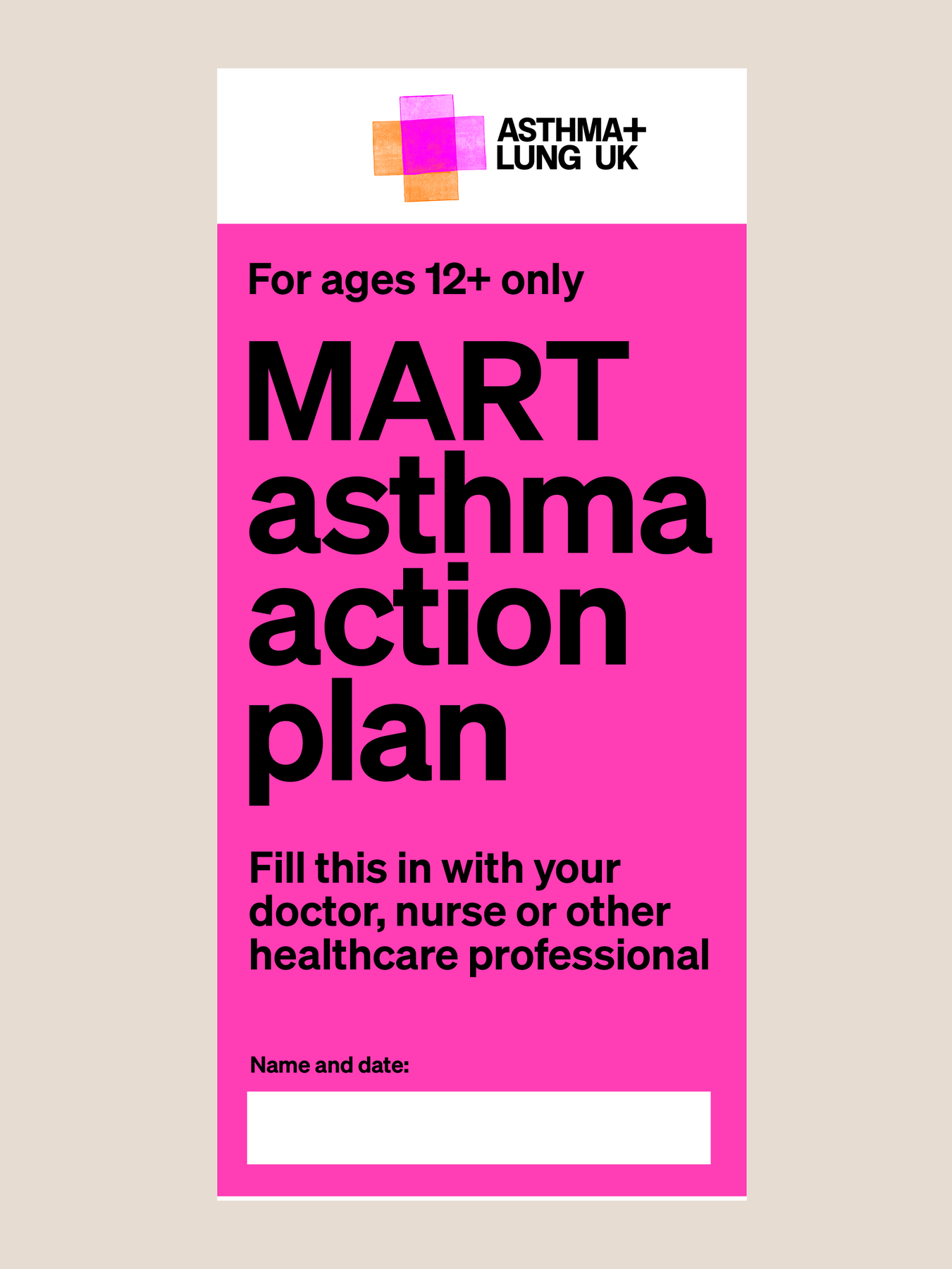 MART asthma action plan – Asthma + Lung UK